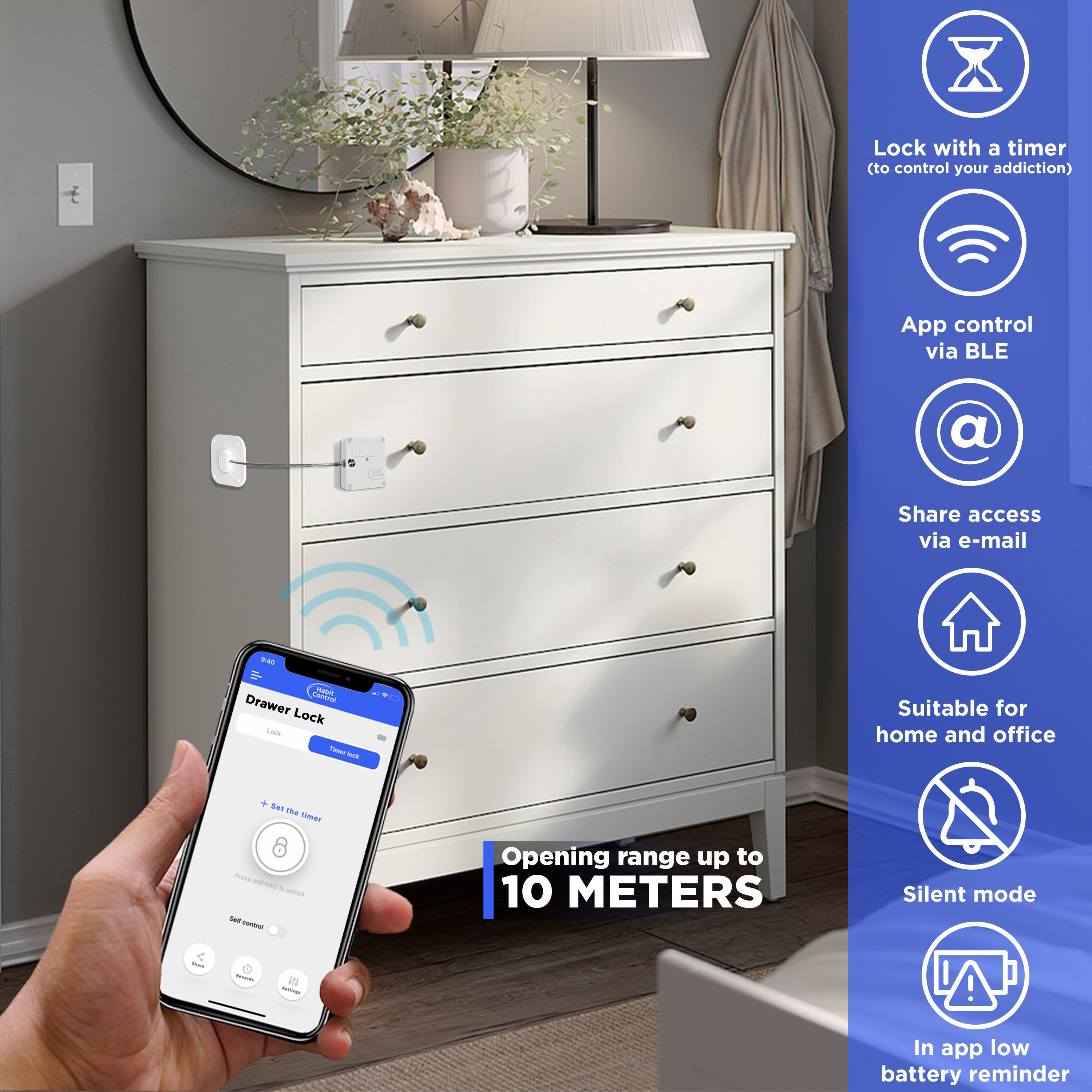 Bluetooth Refrigerator Lock with Timer for Adults – Habit Control