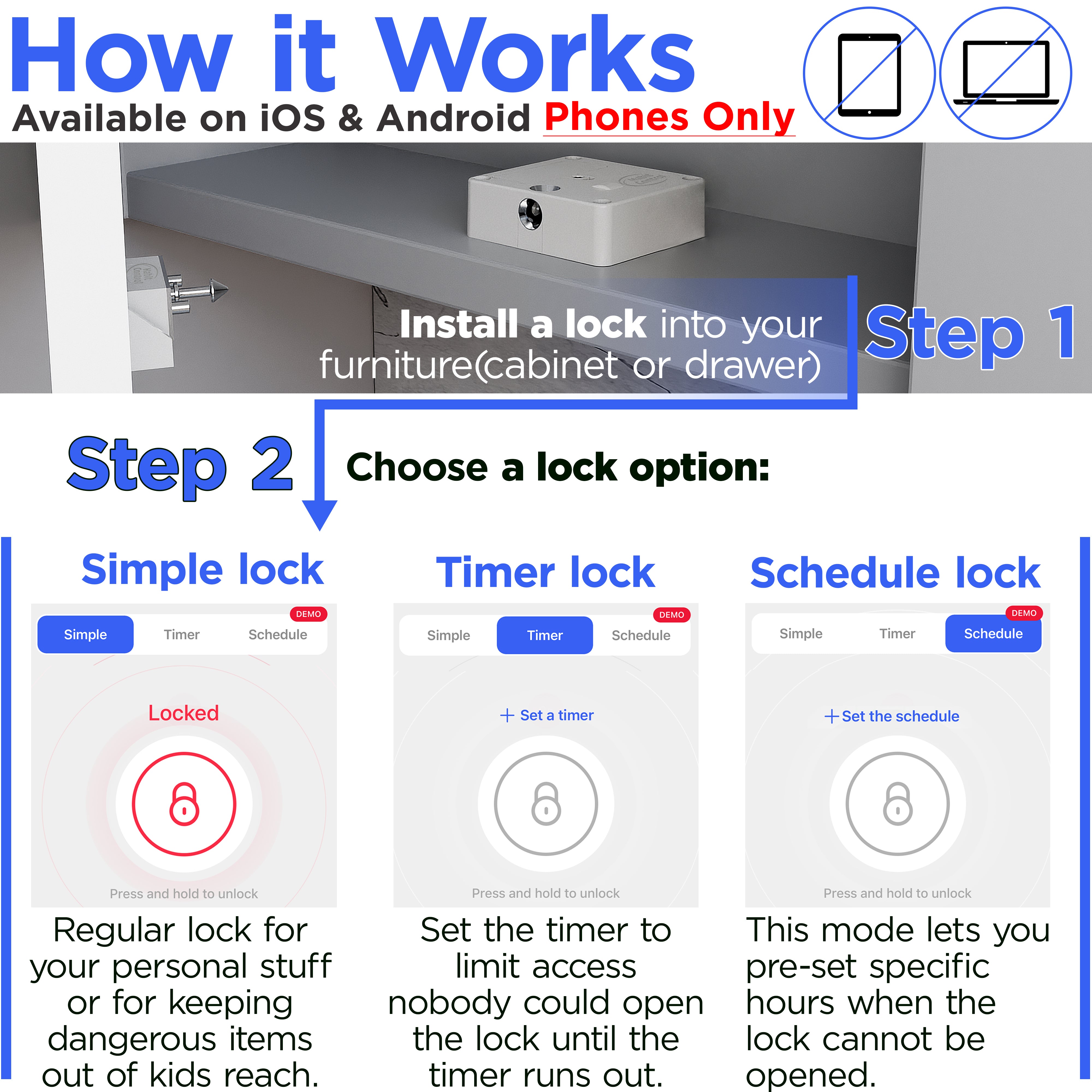 Bluetooth Time Lock for Self-Control, Lockbox for Liquor Cabinets & Dr ...