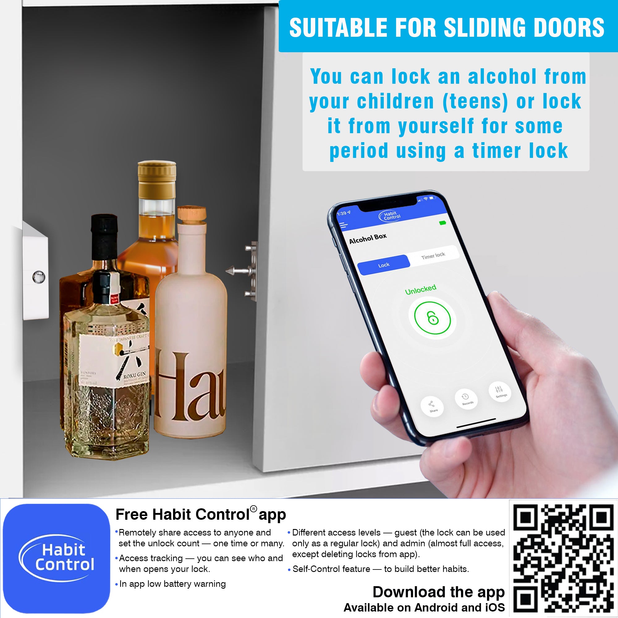 Bluetooth Time Lock for Self-Control, Lockbox for Liquor Cabinets & Dr ...