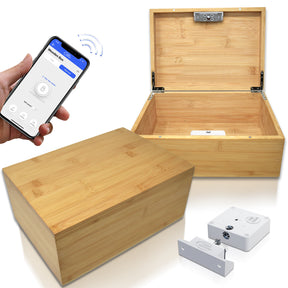 Wooden Time Lock Box App Controlled, Timed Locking Container – Habit ...