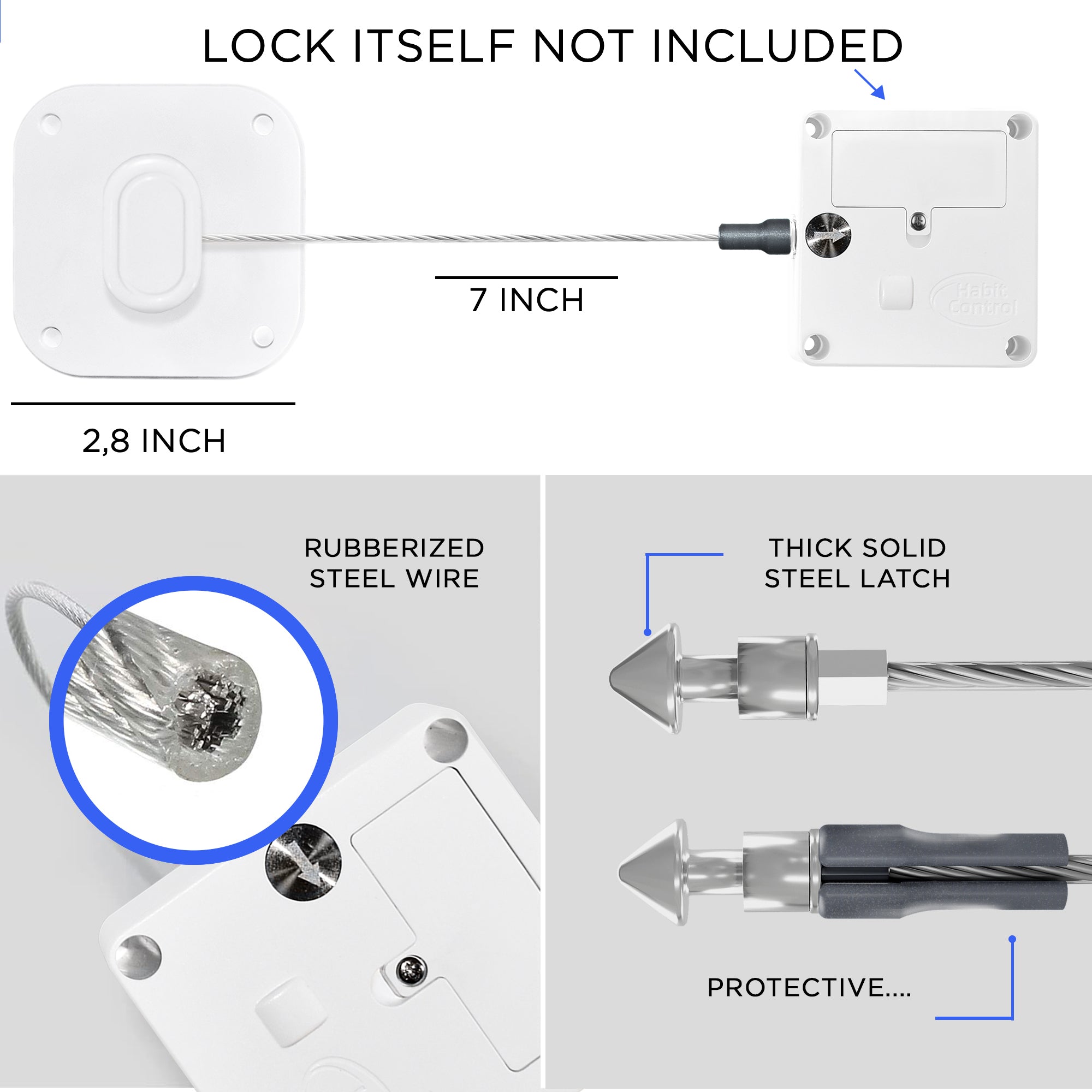 Replacement Latch with Double-Sided Tape for Habit Control Lock